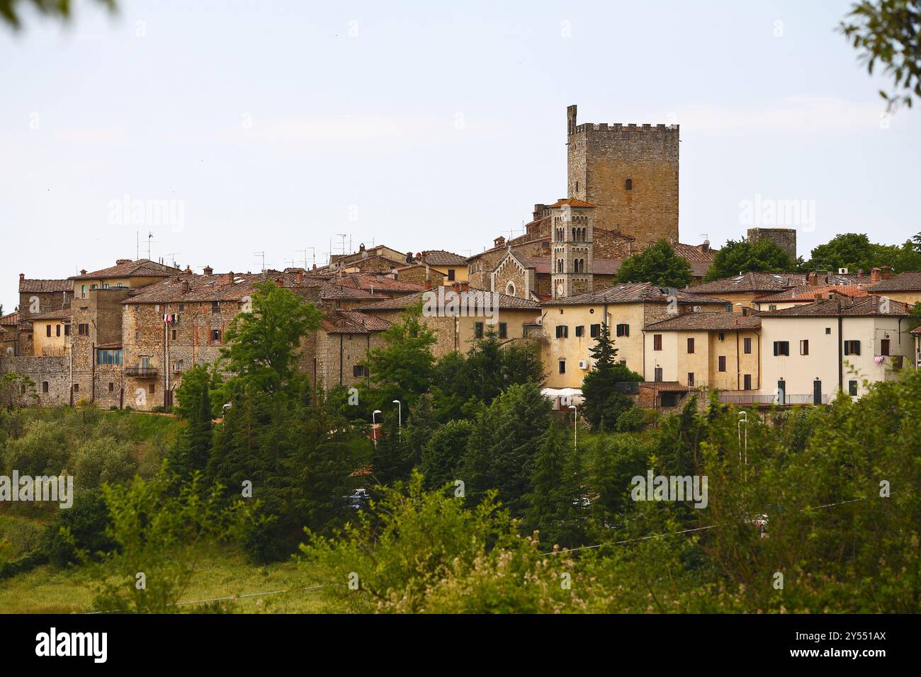 The ancient medieval village of Castellina in Chianti in the Sienese ...