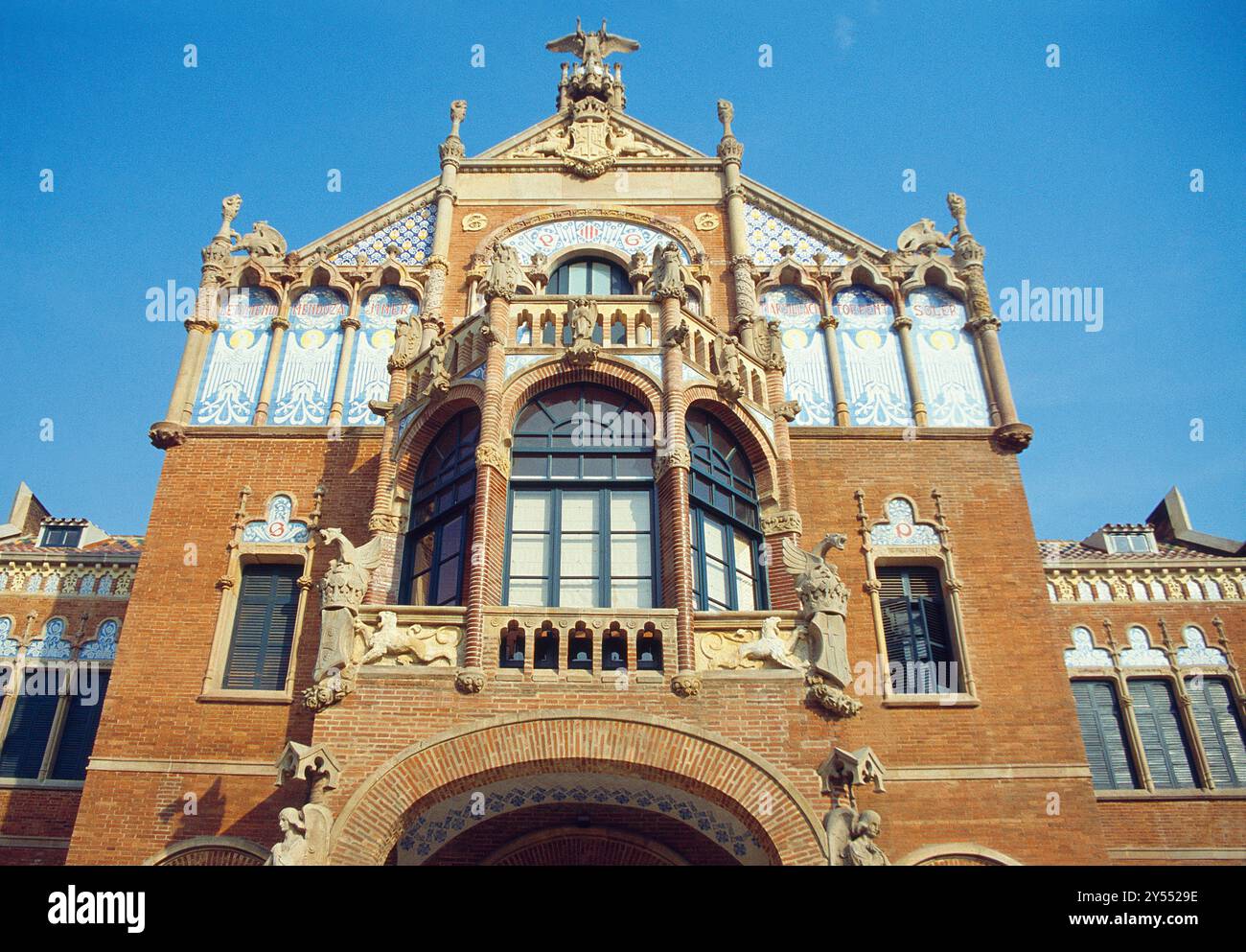 Facade of Santa Creu i Sant Pau Hospital. Barcelona, Spain Stock Photo ...