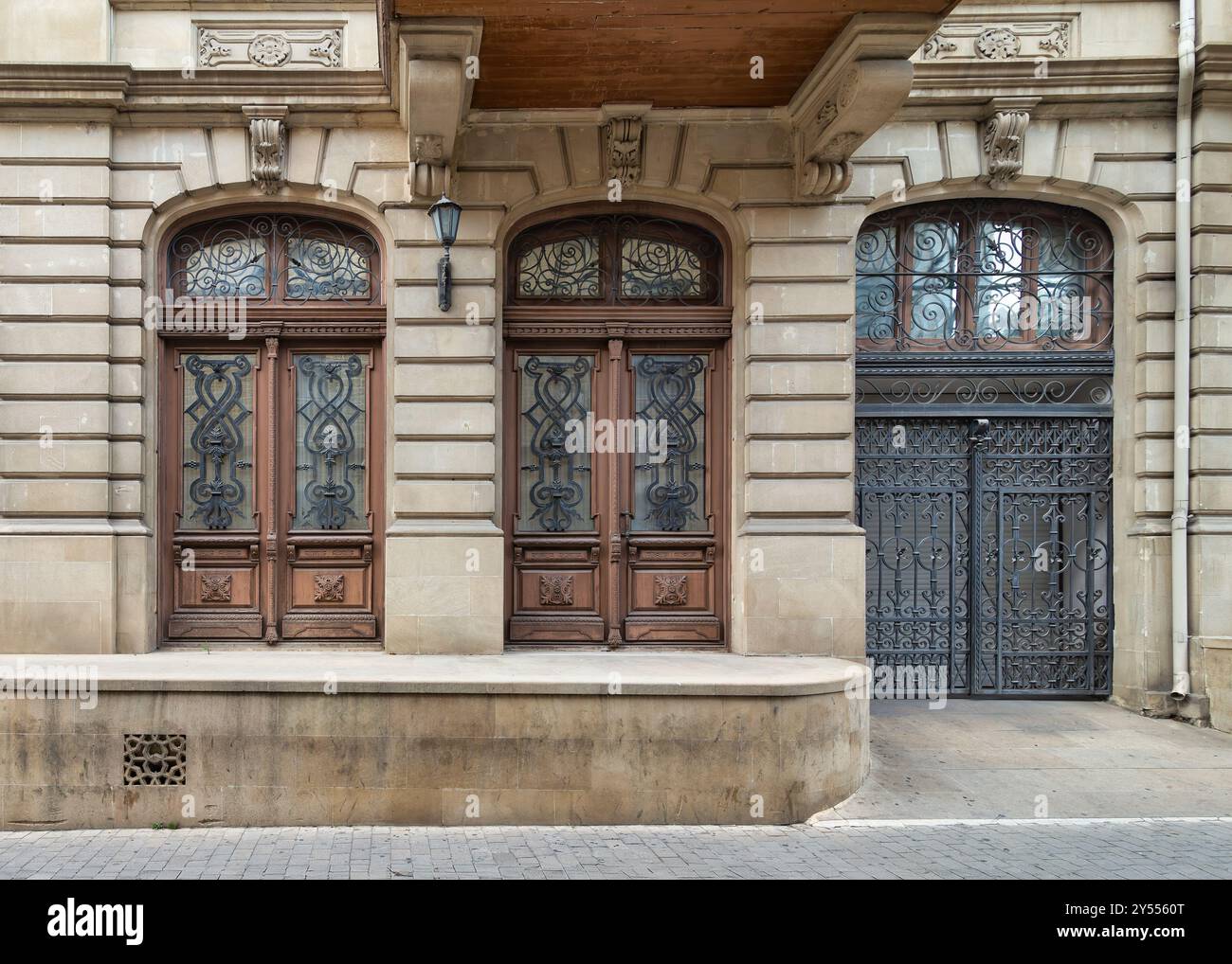 Historic building showcases beautifully crafted wooden doors with ...
