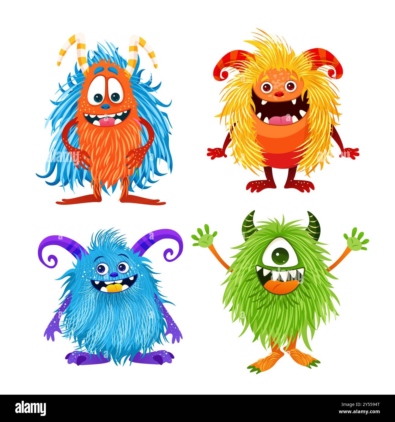 Set of isolated cute little monsters. Clip-arts Stock Vector Image ...