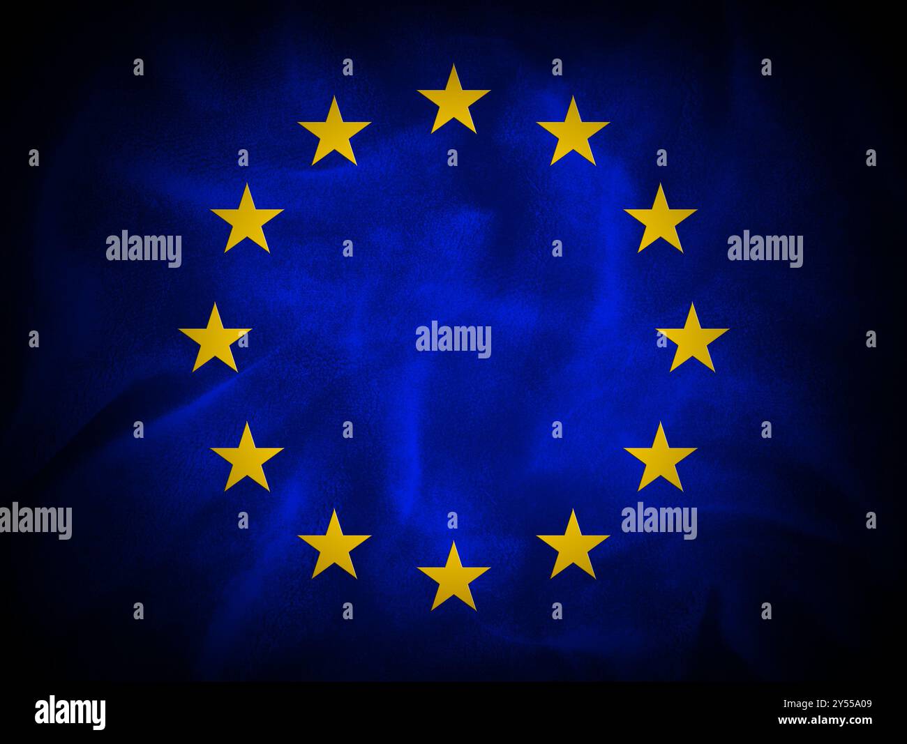 European flag illustration with dark textured fabric background (twelve ...