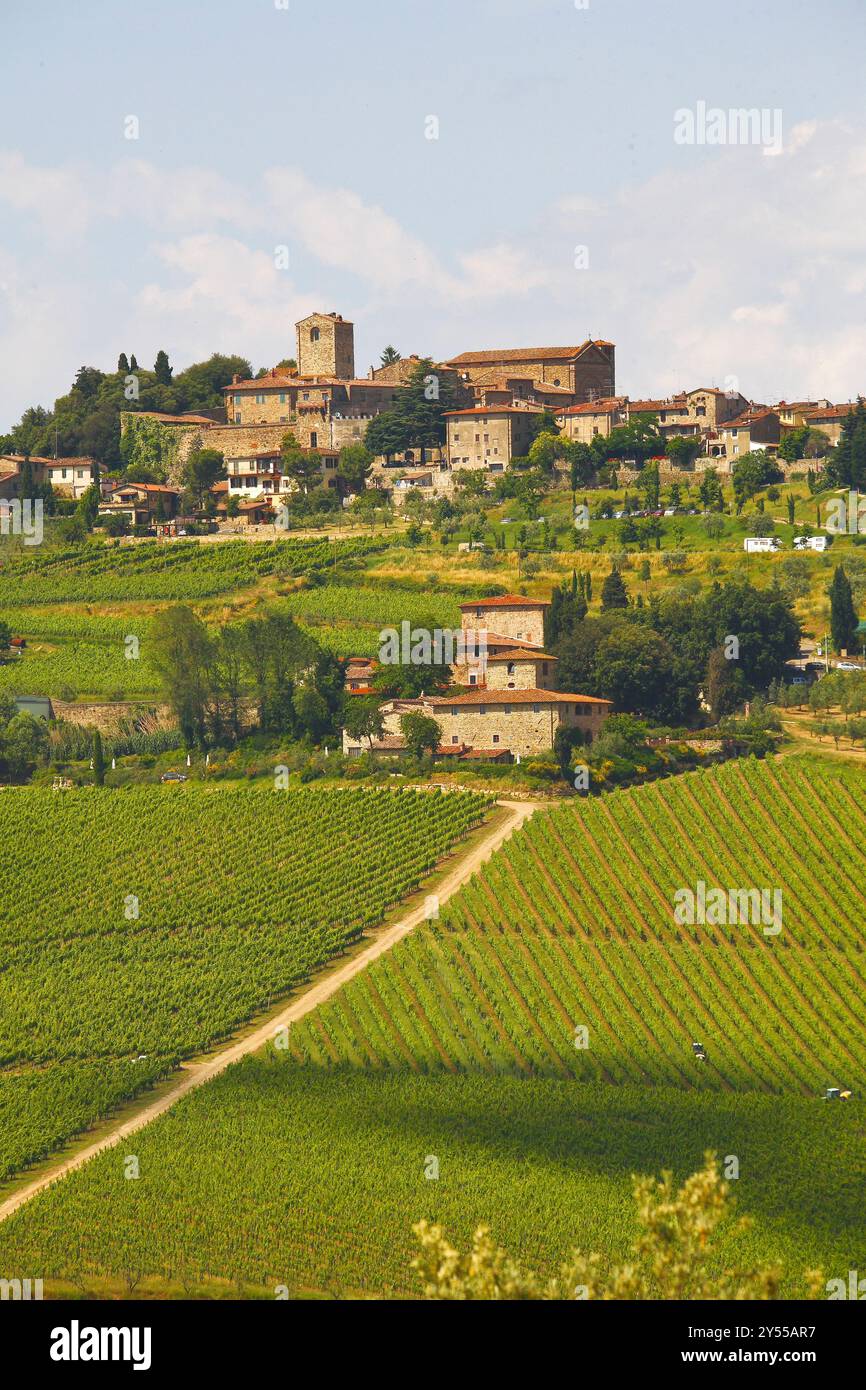 Ancient medieval village of Panzanoin Chianti in the Florentine Chianti ...