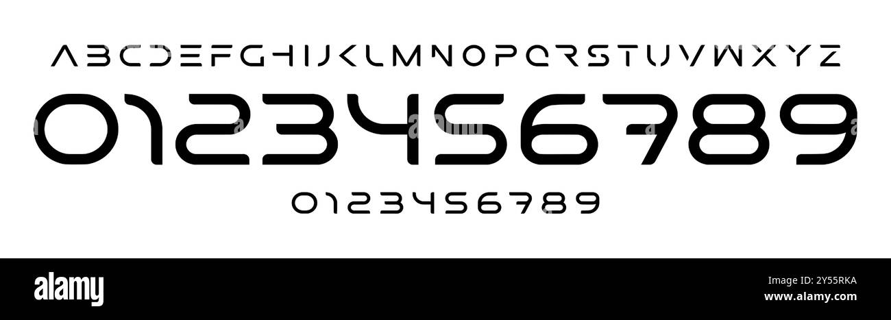 Minimalist tech typography, rounded futuristic numbers and letters ...