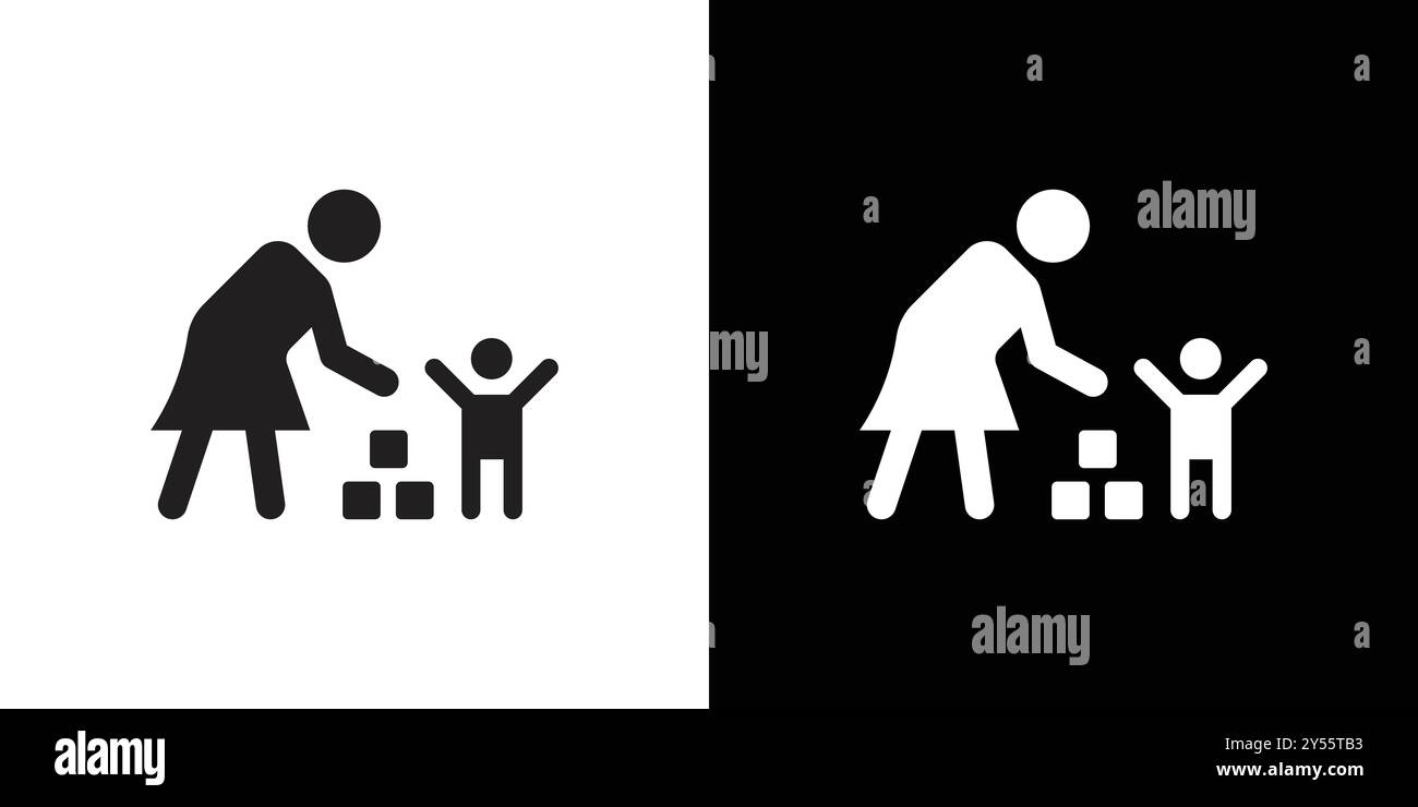 Babysitter icon linear logo mark set collection in black and white Stock Vector Image & Art - Alamy