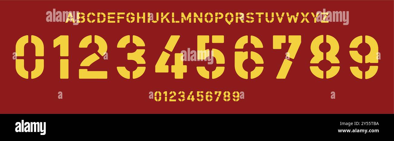 Geometric stencil font, sharp angular cuts, military style numbers and ...