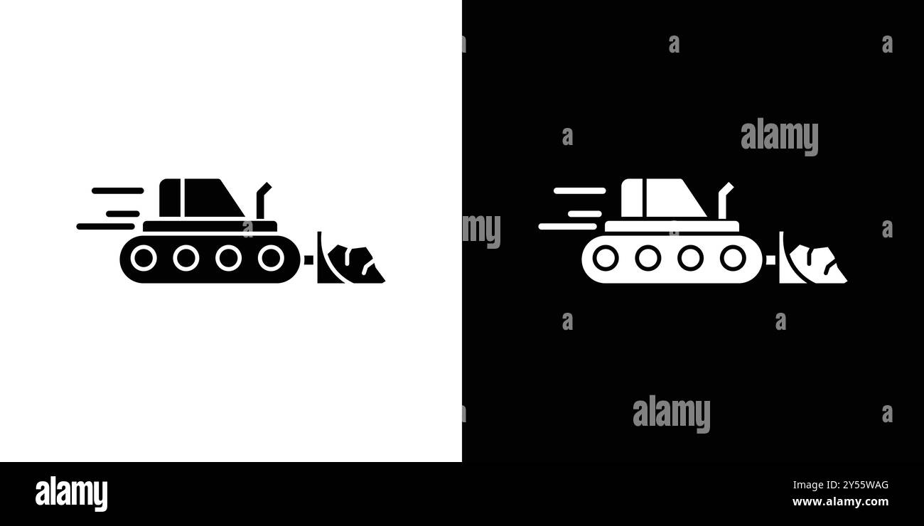Bulldozer icon linear logo mark set collection in black and white Stock ...