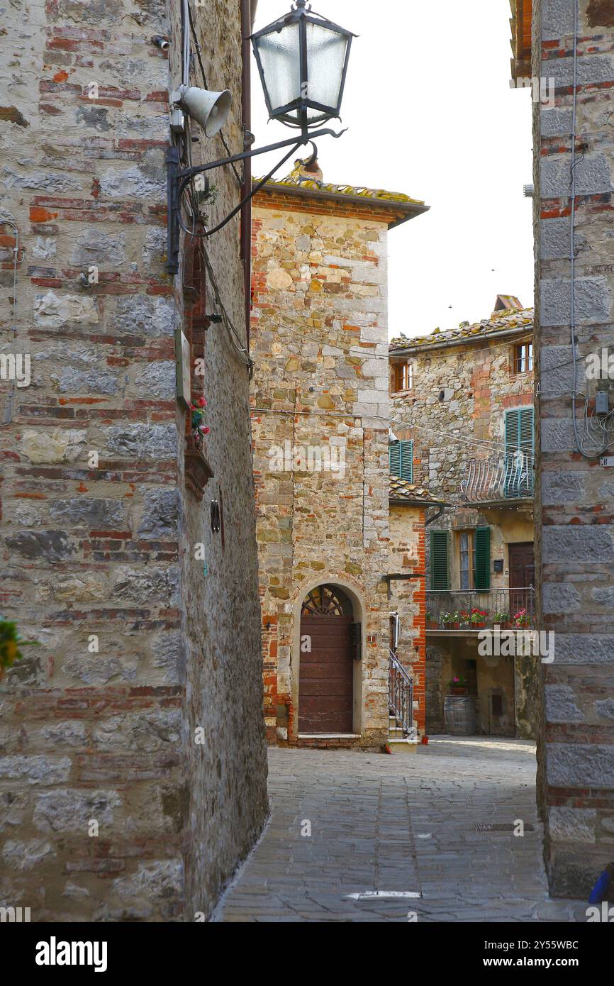 Medieval village of San Gusmè, Chianti valley, province of Siena, in ...