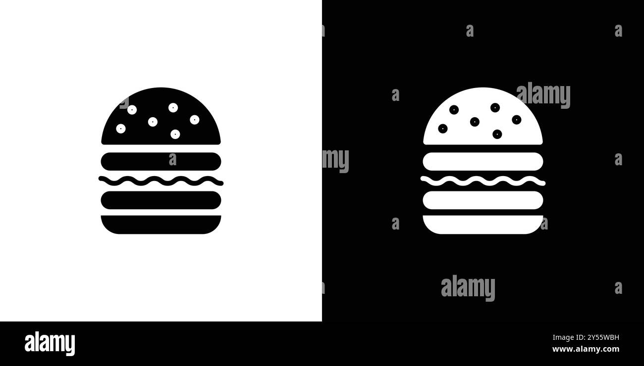 Burger icon linear logo mark set collection in black and white Stock ...