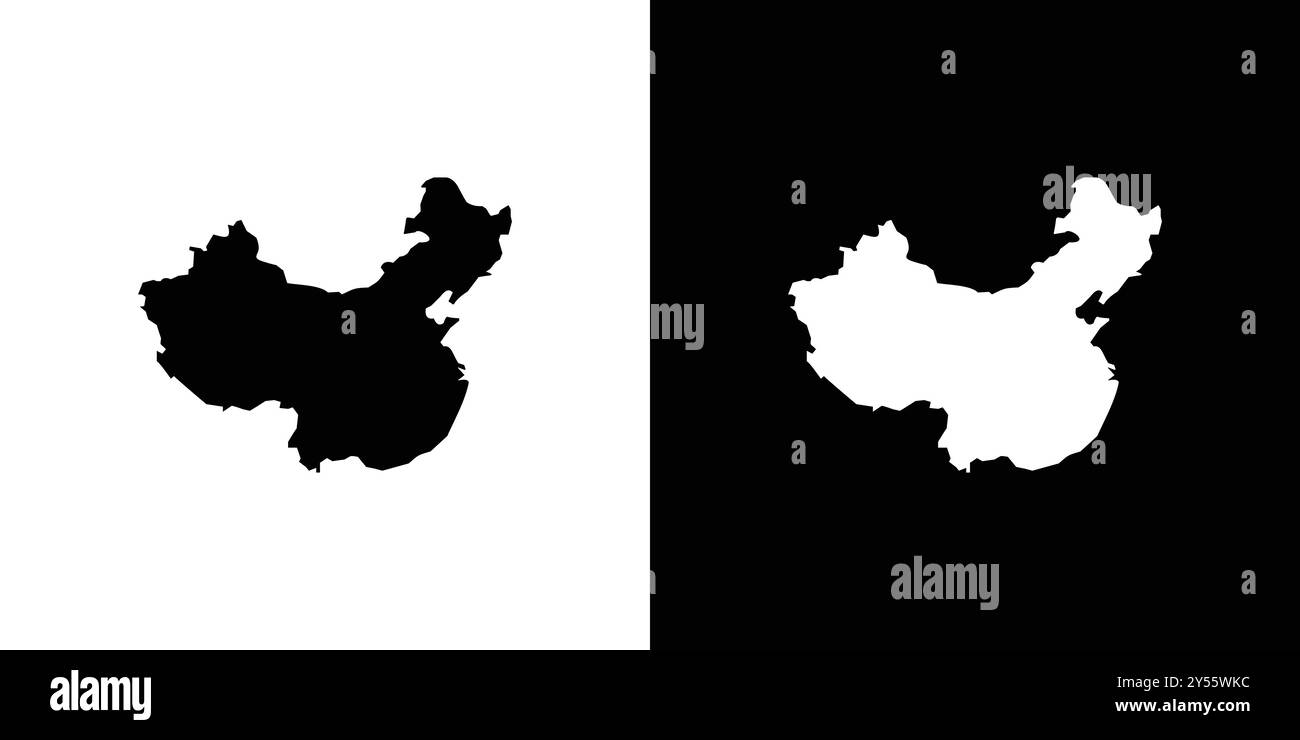 china map icon linear logo mark set collection in black and white Stock ...