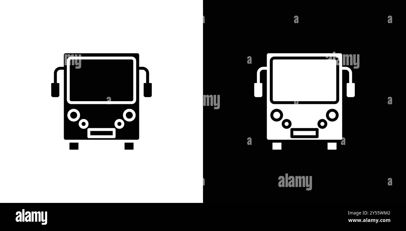 Bus icon linear logo mark set collection in black and white Stock ...