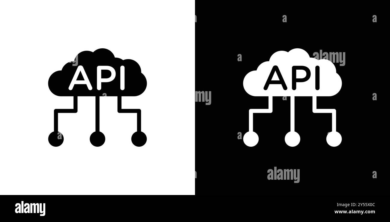 Cloud API icon linear logo mark set collection in black and white Stock Vector Image & Art - Alamy