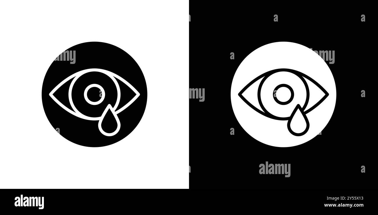 Crying icon linear logo mark set collection in black and white Stock ...