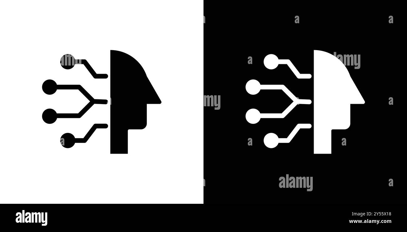 Cyborg icon linear logo mark set collection in black and white Stock ...