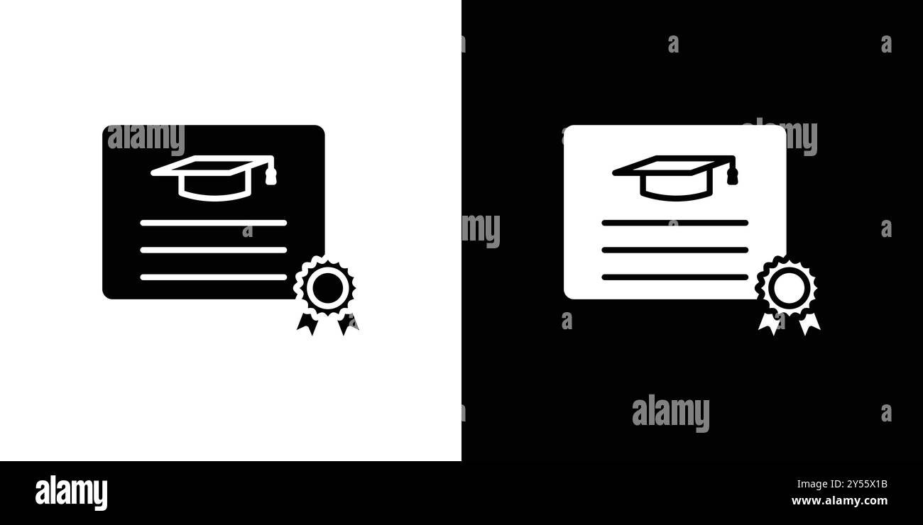 Certification diploma icon linear logo mark set collection in black and ...