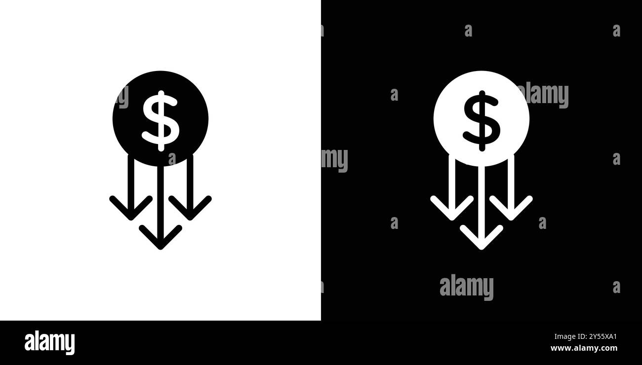 Cost reduction icon linear logo mark set collection in black and white ...