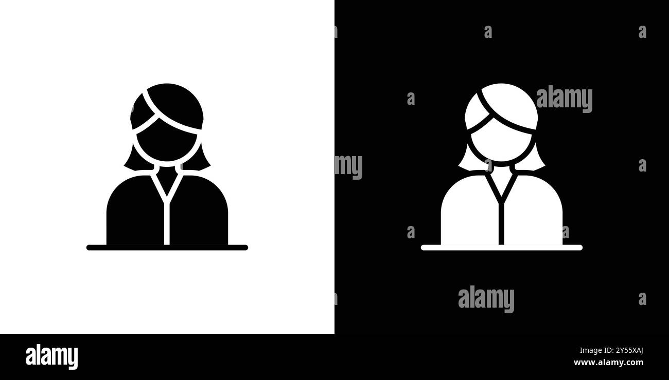 Business women icon linear logo mark set collection in black and white ...