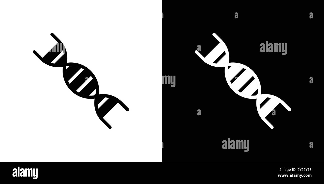 DNA icon linear logo mark set collection in black and white Stock ...