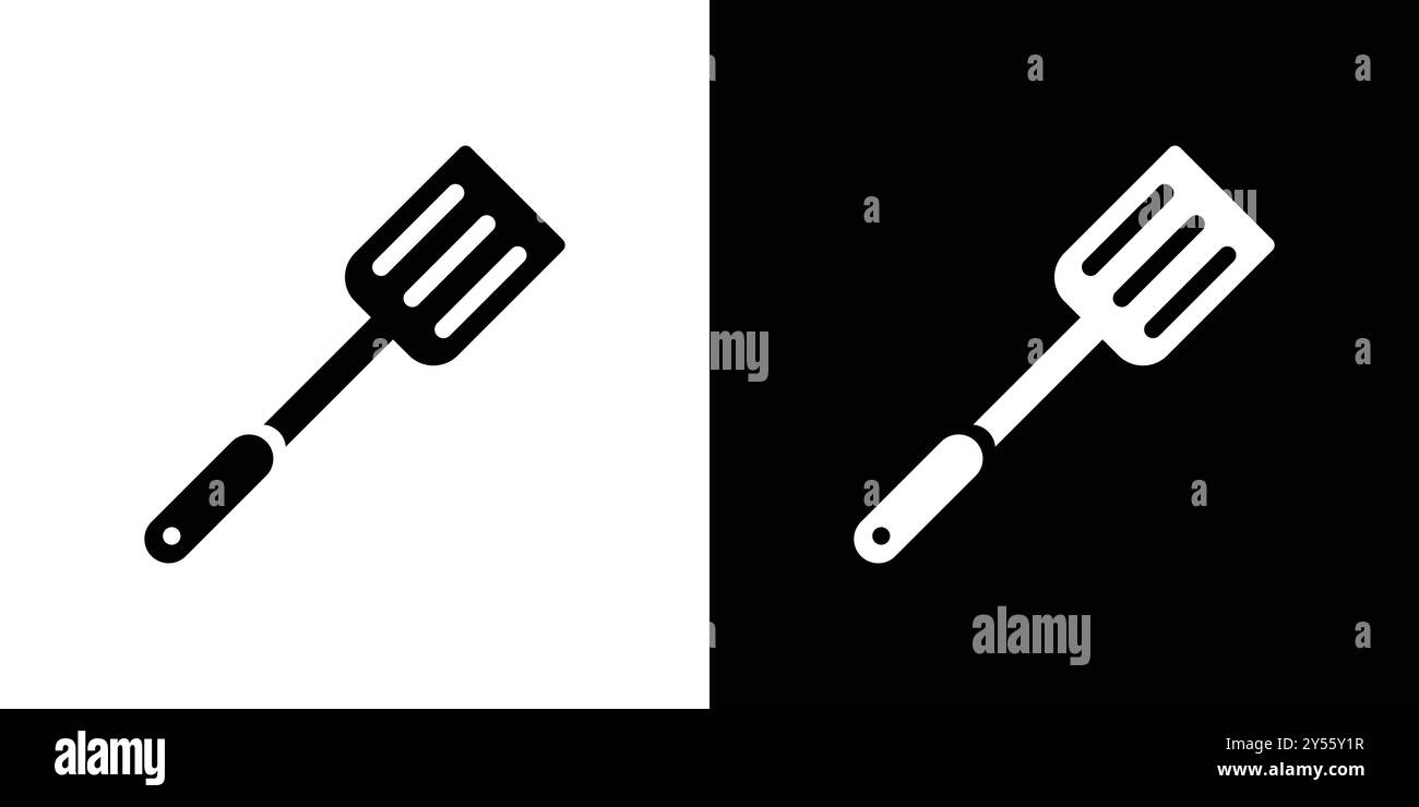 Cooking spatula icon linear logo mark set collection in black and white ...
