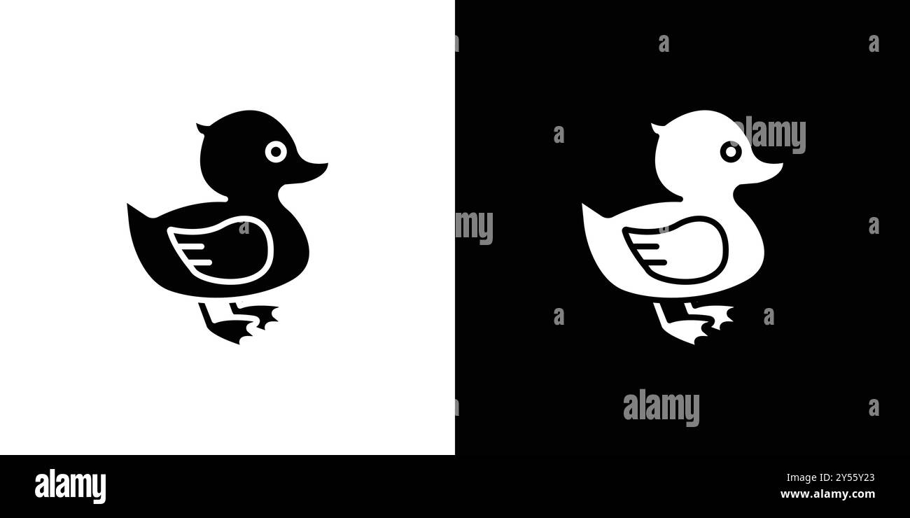 Duck icon linear logo mark set collection in black and white Stock ...