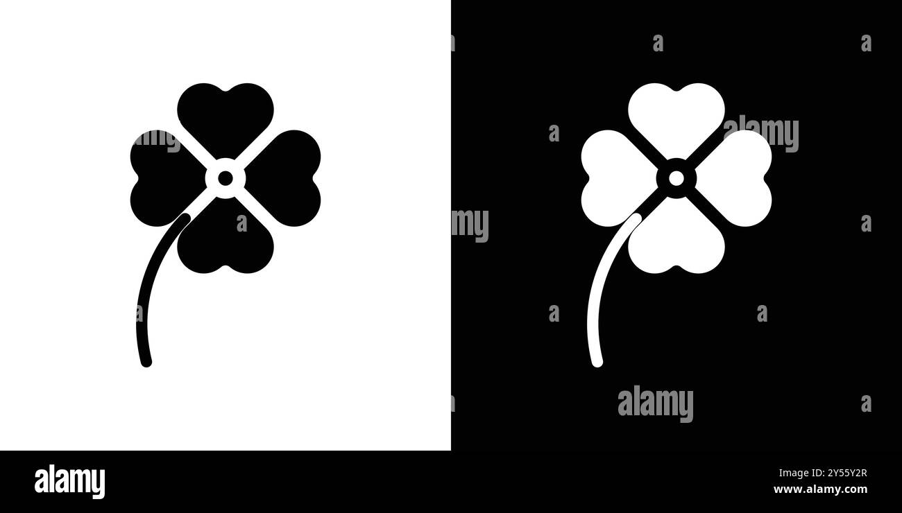 Clover icon linear logo mark set collection in black and white Stock ...
