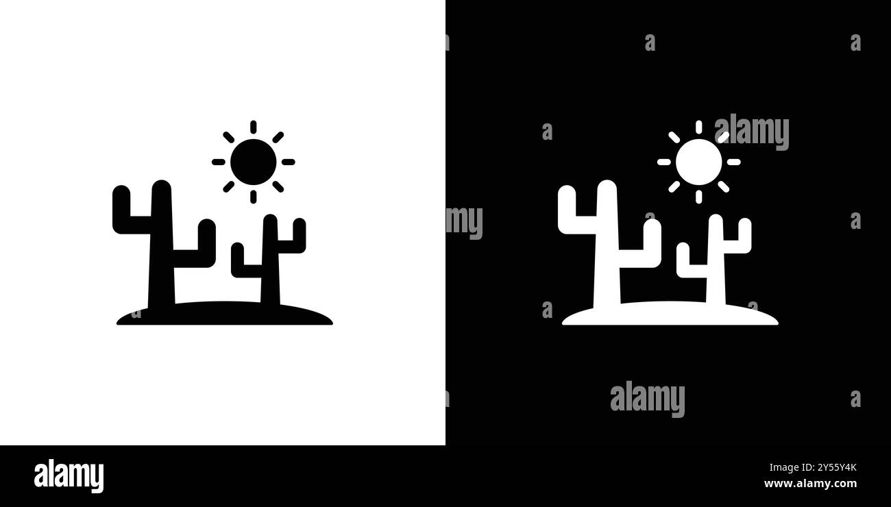 Desert Cactus Icon Linear Logo Mark Set Collection In Black And White Stock Vector Image And Art