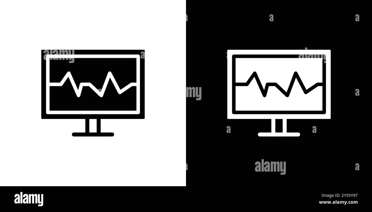 ECG monitor icon linear logo mark set collection in black and white ...