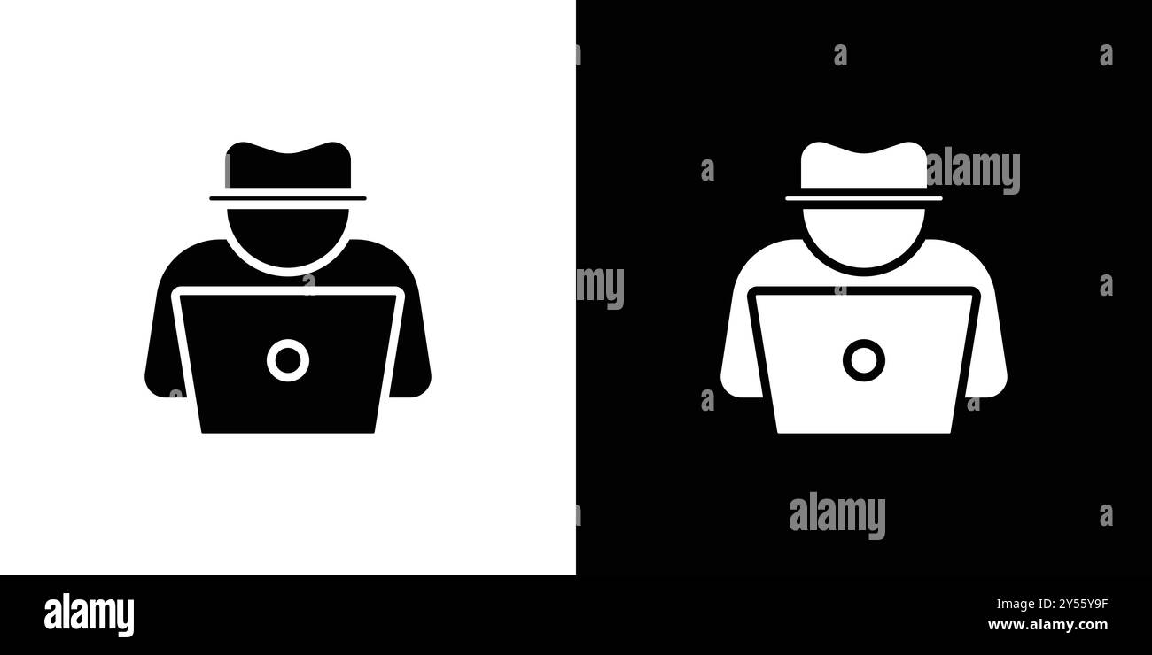 Cyber crime icon linear logo mark set collection in black and white ...