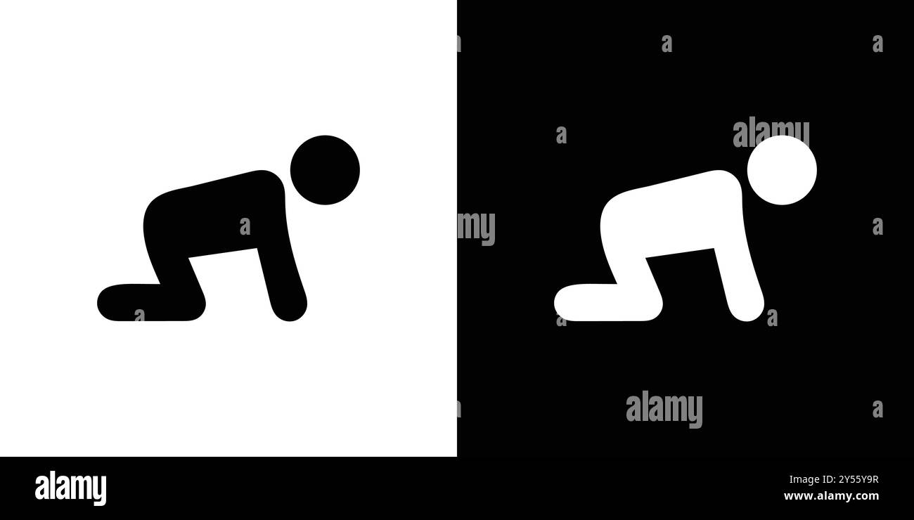 Crawling baby icon linear logo mark set collection in black and white ...