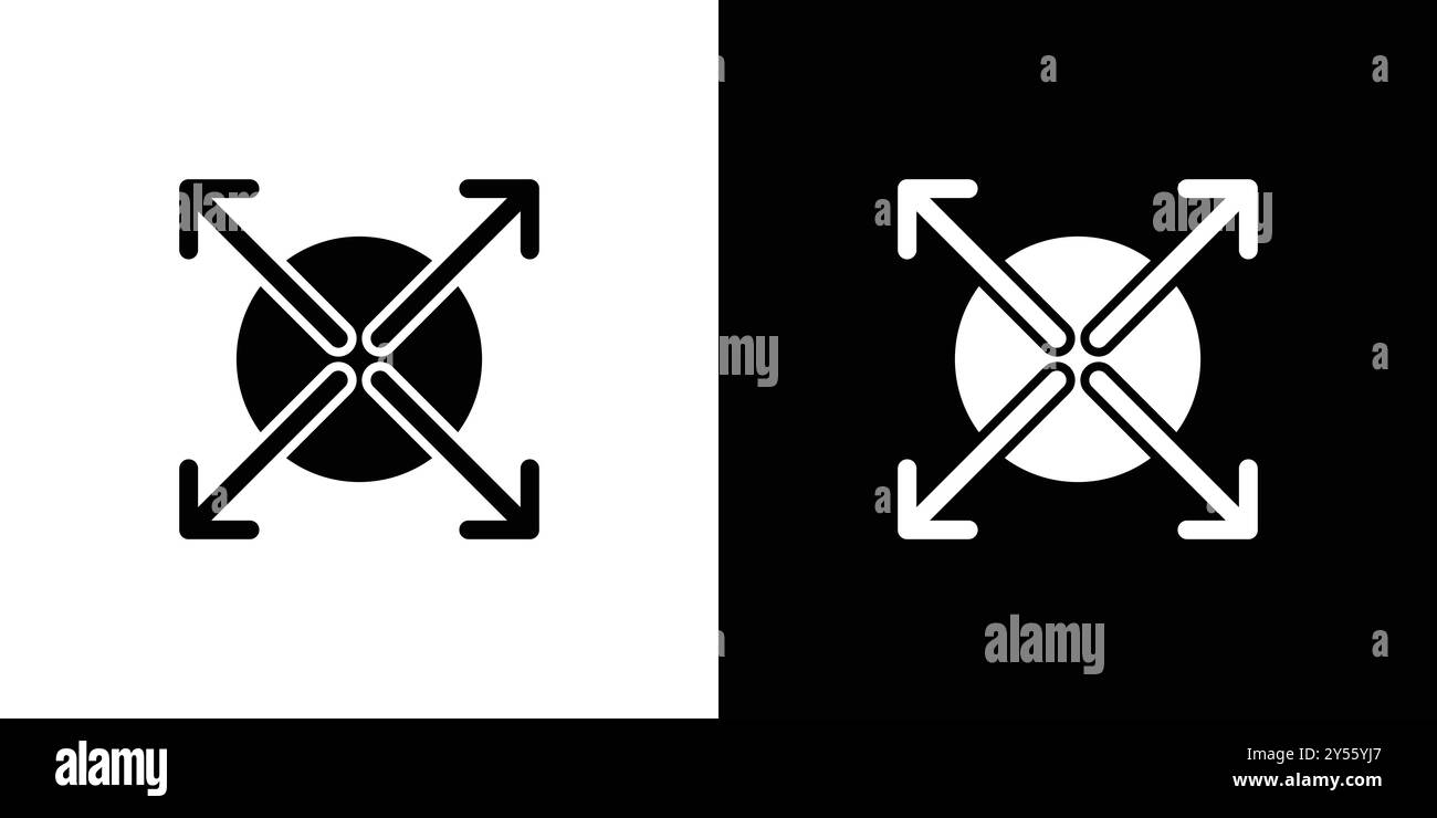 Expand icon linear logo mark set collection in black and white Stock Vector Image & Art - Alamy