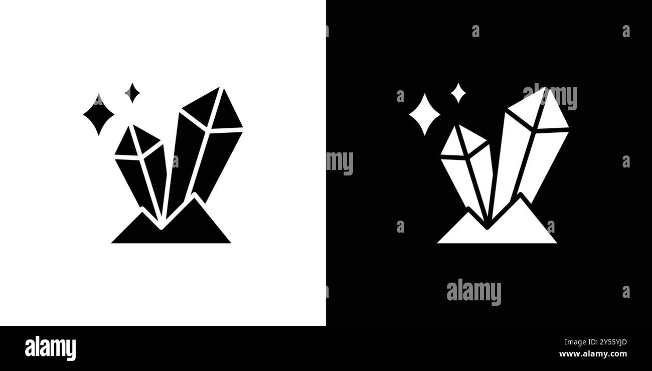 crystal prism icon linear logo mark set collection in black and white ...