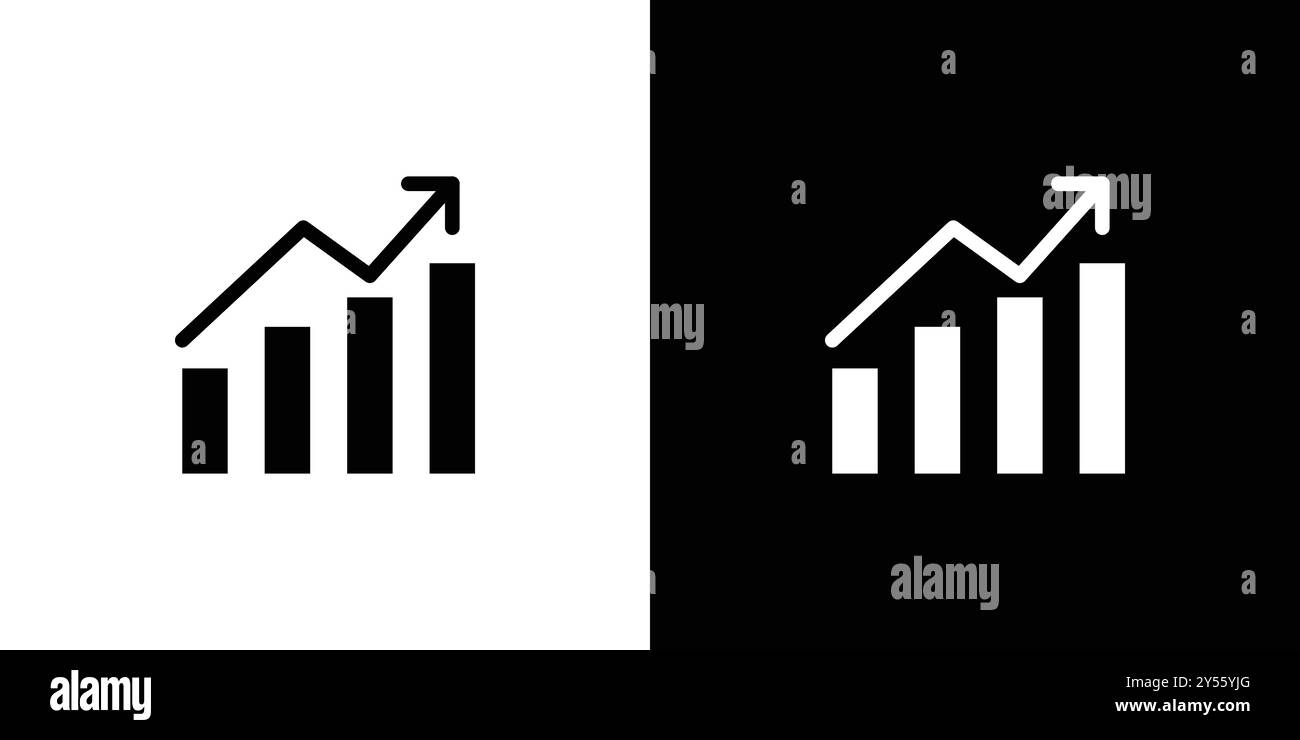 Increase chart icon linear logo mark set collection in black and white ...