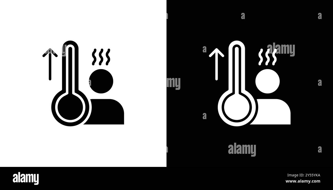 Fever high temperature icon linear logo mark set collection in black ...