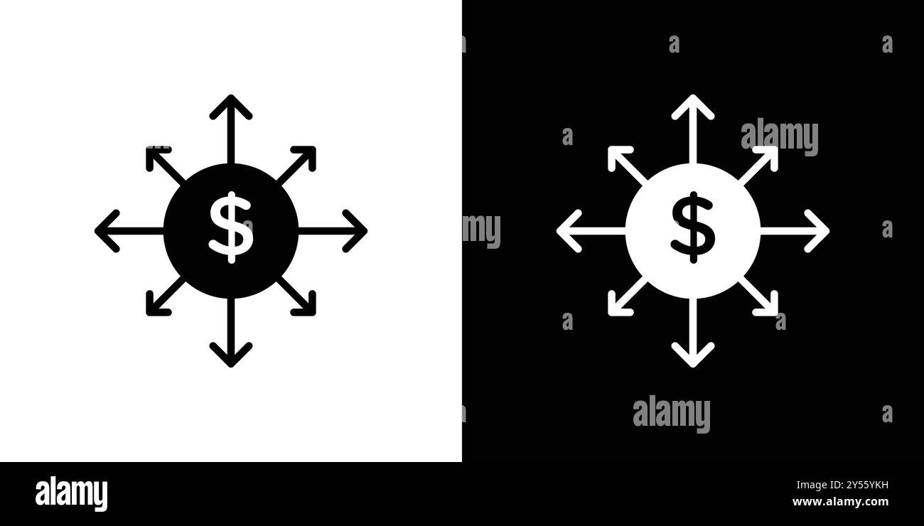 Diversified investment icon linear logo mark set collection in black ...