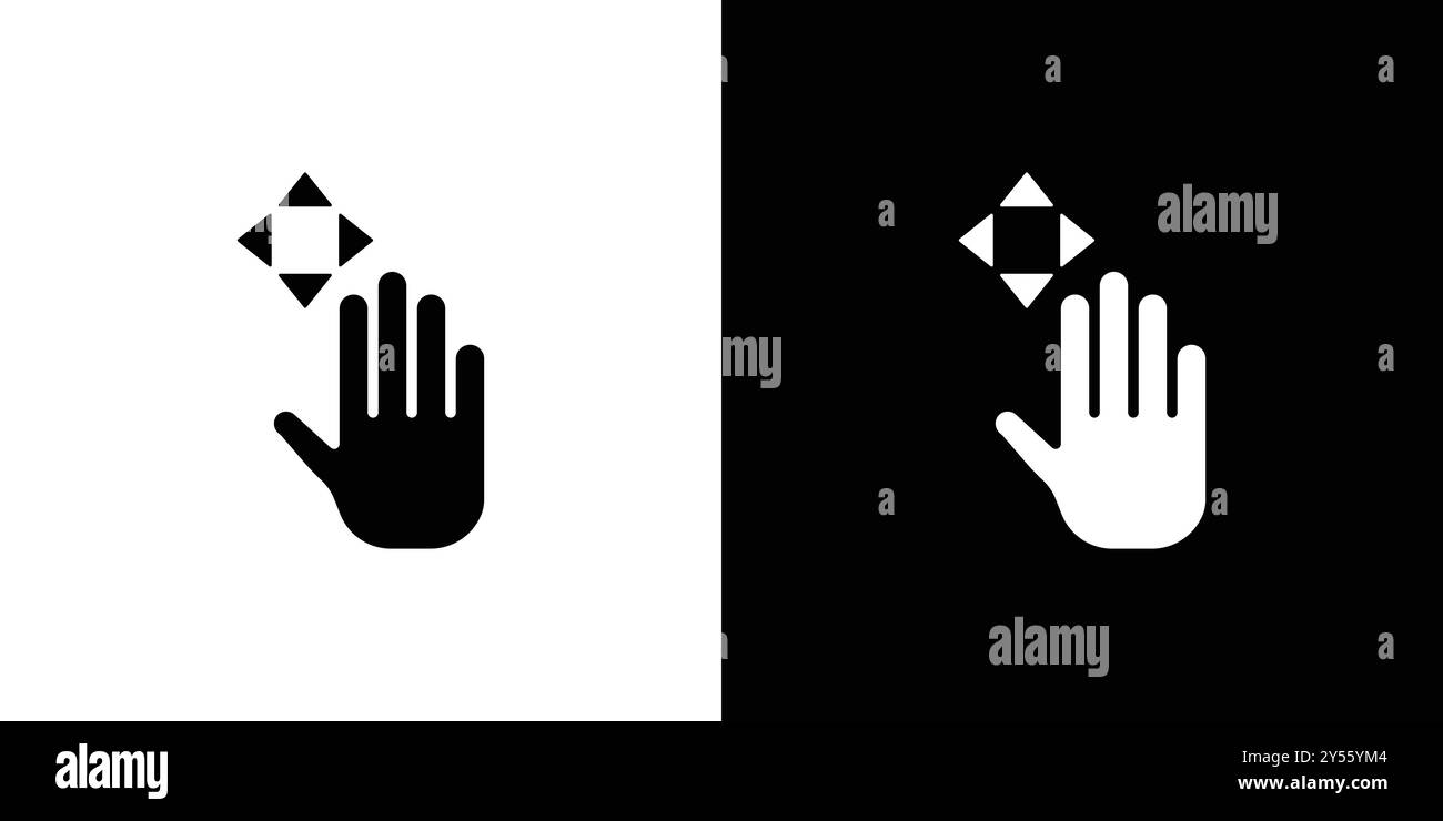 Hand fingers gesture swipe rotate icon linear logo mark set collection ...