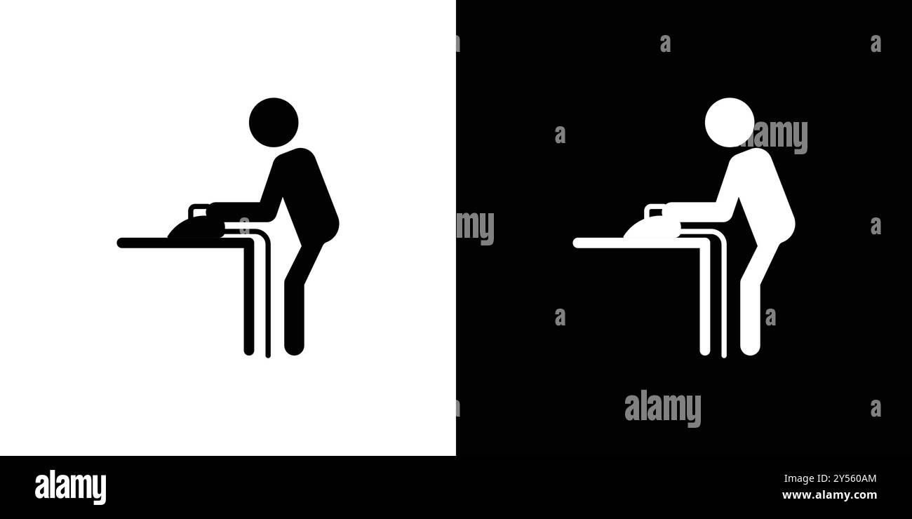 Man iron clothes icon linear logo mark set collection in black and white Stock Vector Image ...