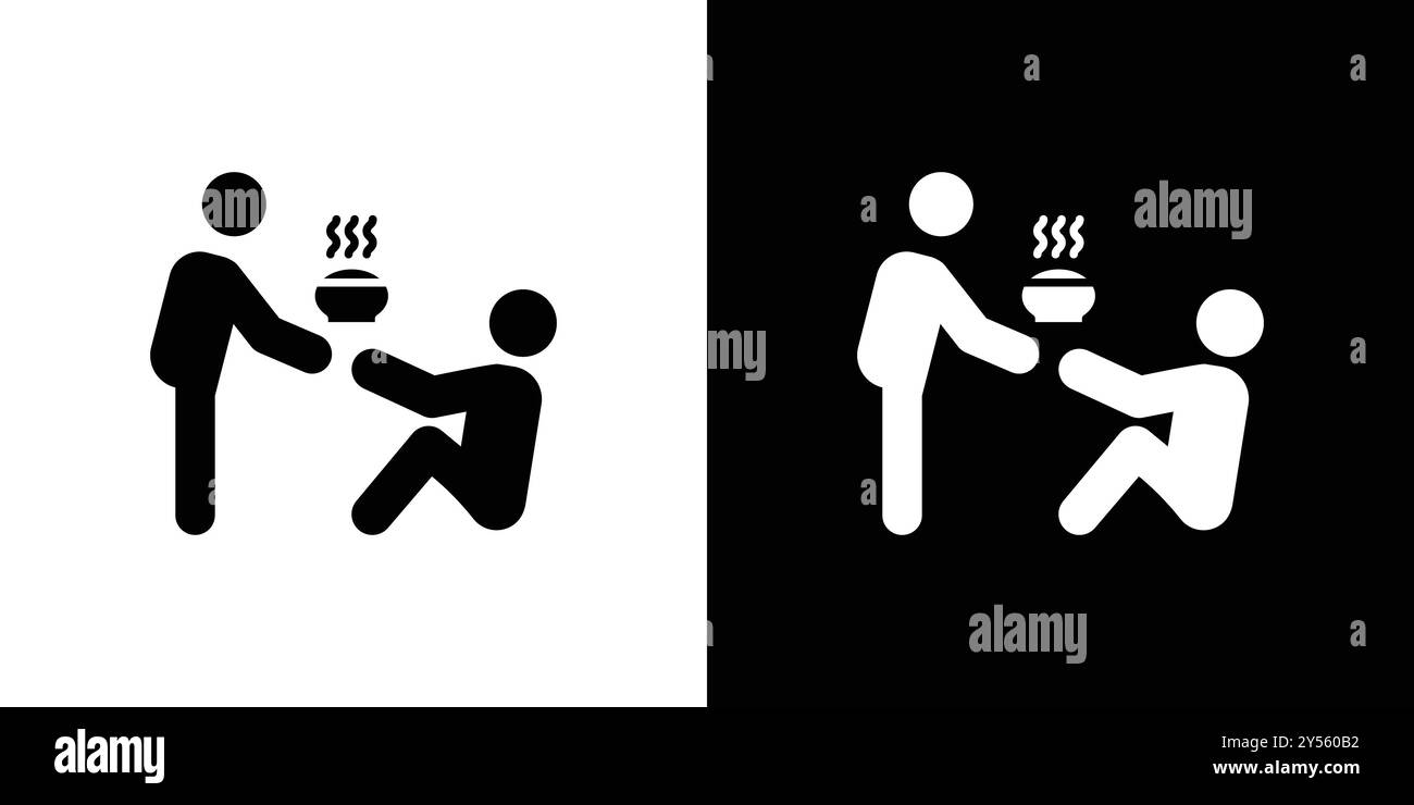 Food donation icon linear logo mark set collection in black and white ...