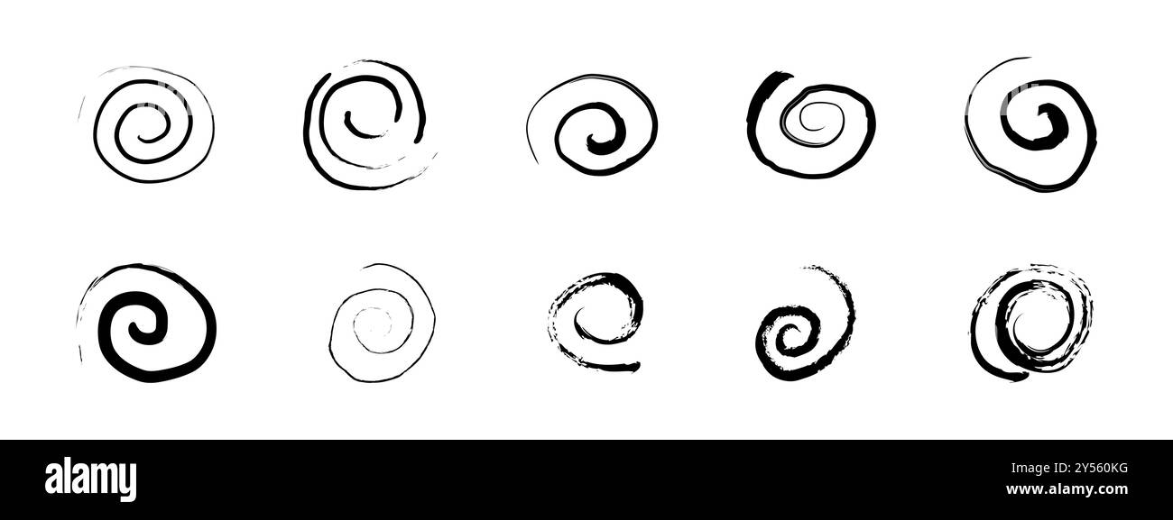 Spiral abstract circle, swirl brush stroke hypnosis psychedelic shape ...