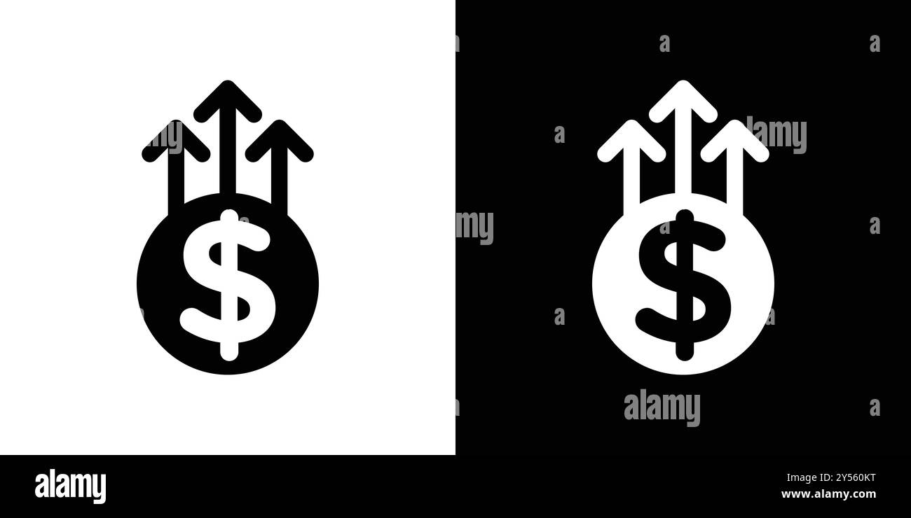 Increase money icon linear logo mark set collection in black and white ...