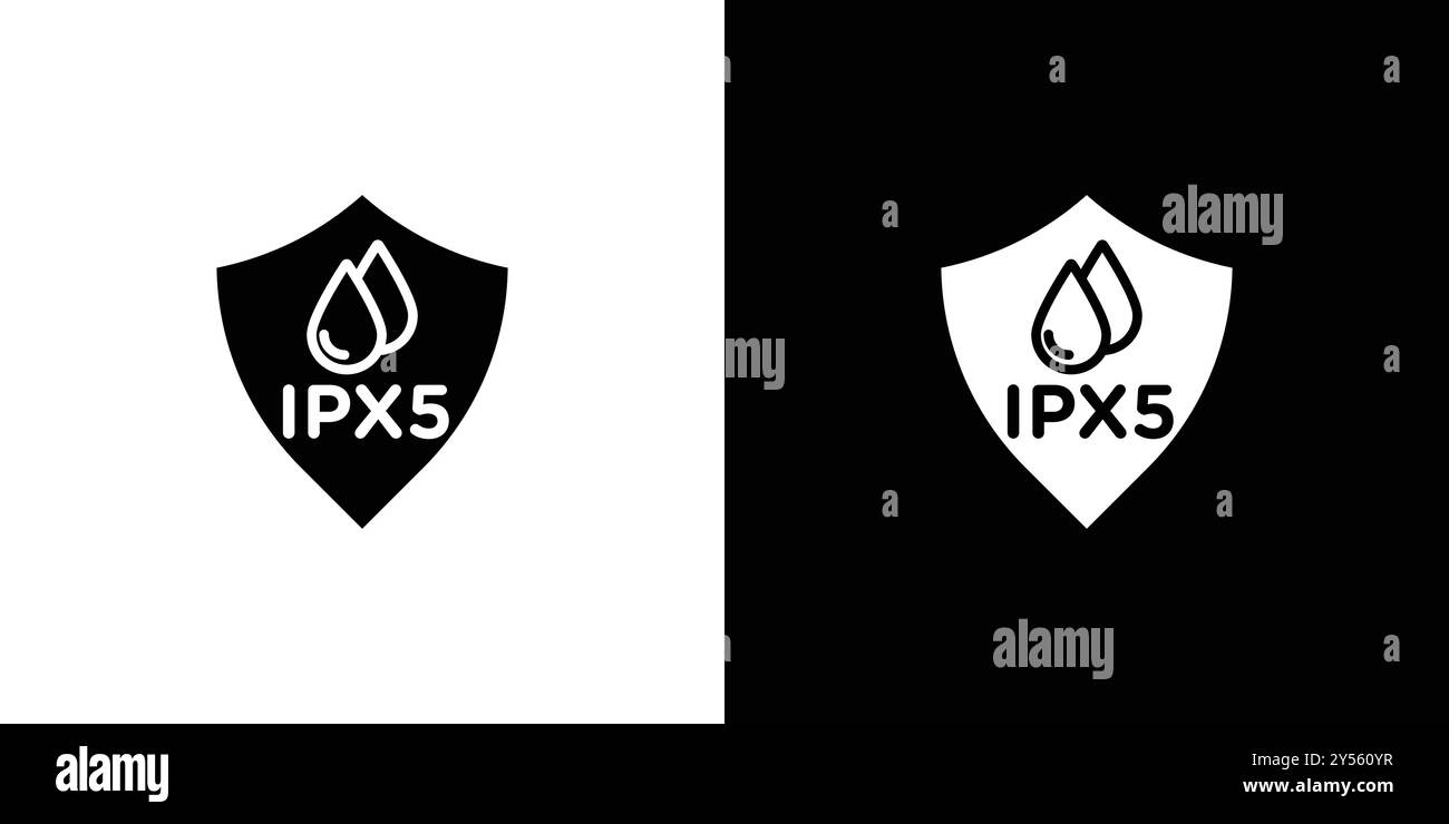 Ipx5 waterproof icon linear logo mark set collection in black and white ...