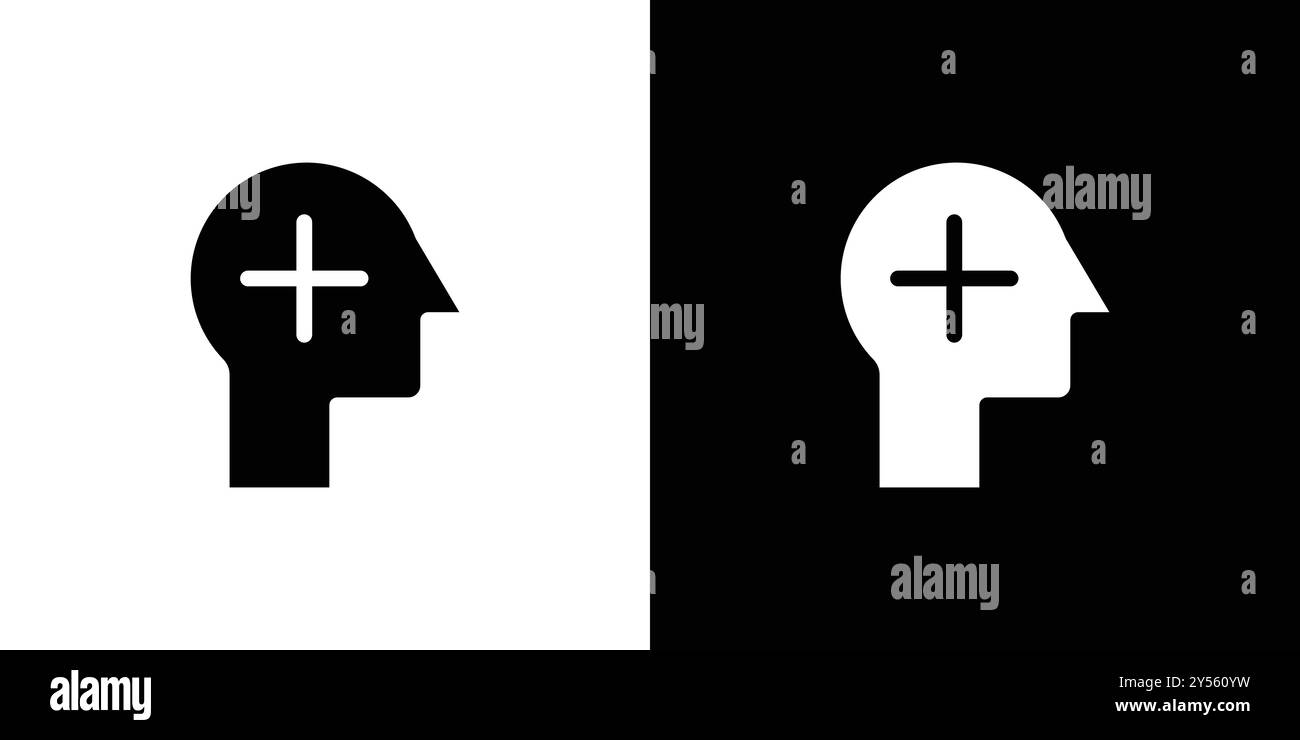 Mental health icon linear logo mark set collection in black and white ...