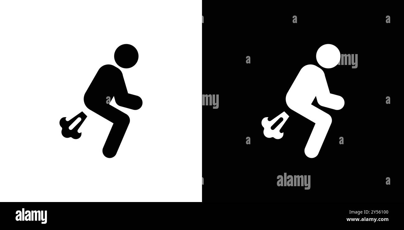 Farting icon linear logo mark set collection in black and white Stock ...