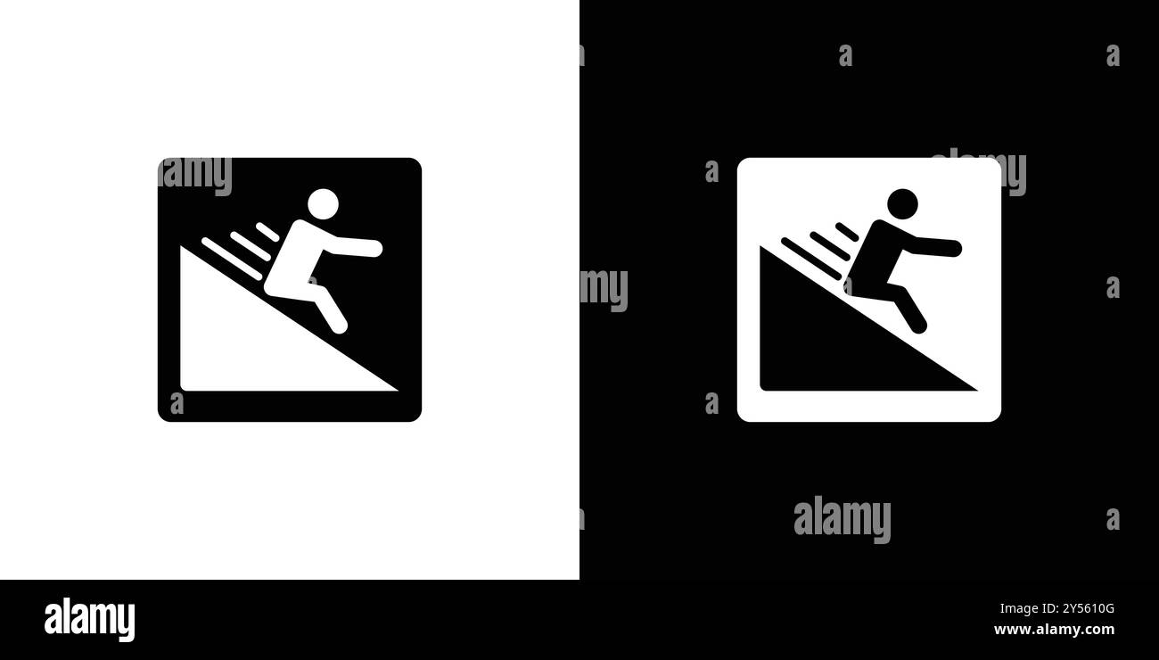 Man slide on slope icon linear logo mark set collection in black and white Stock Vector Image ...