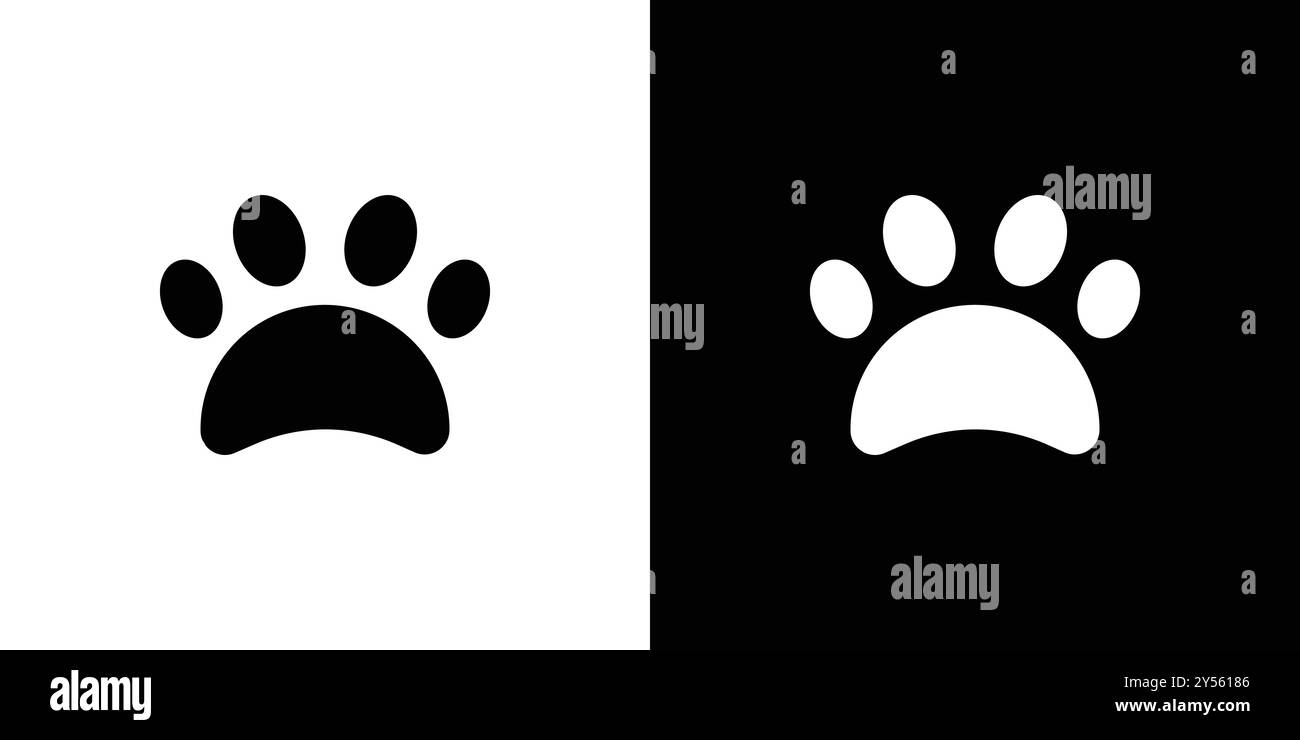 Paw icon linear logo mark set collection in black and white Stock ...