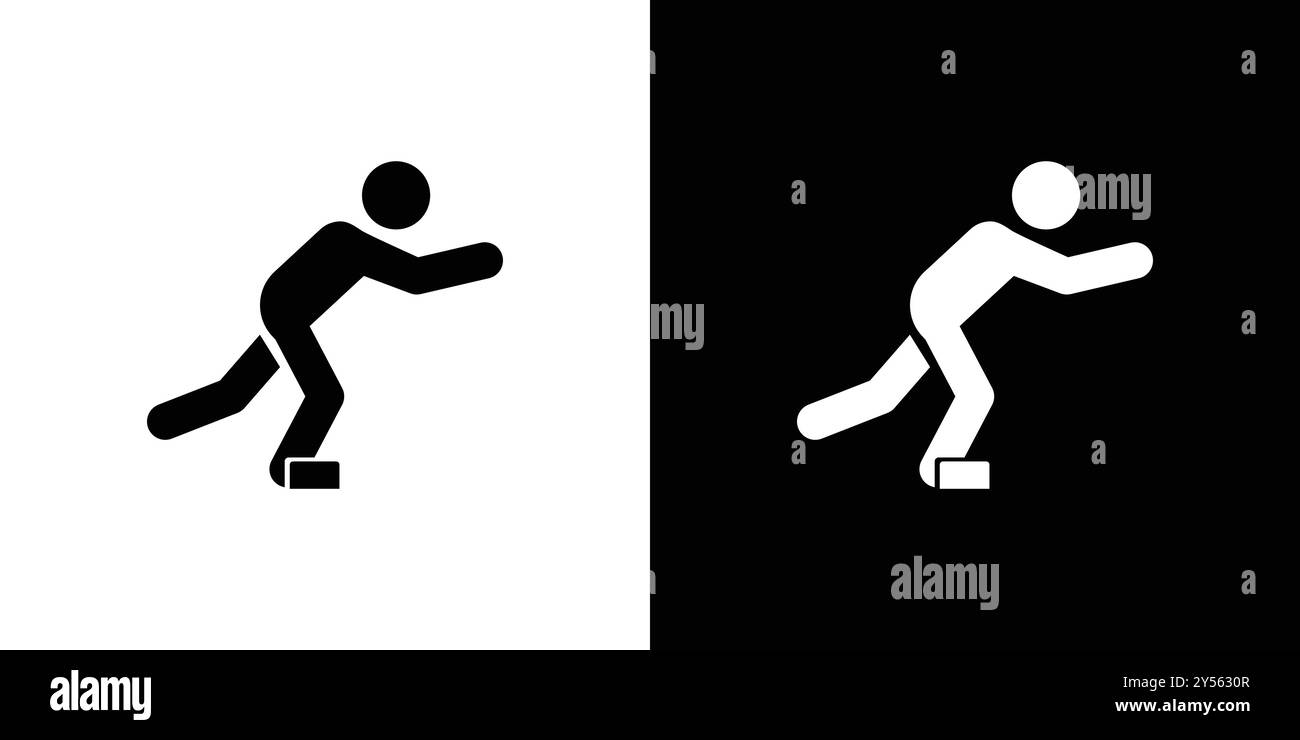 Man tripping icon linear logo mark set collection in black and white ...