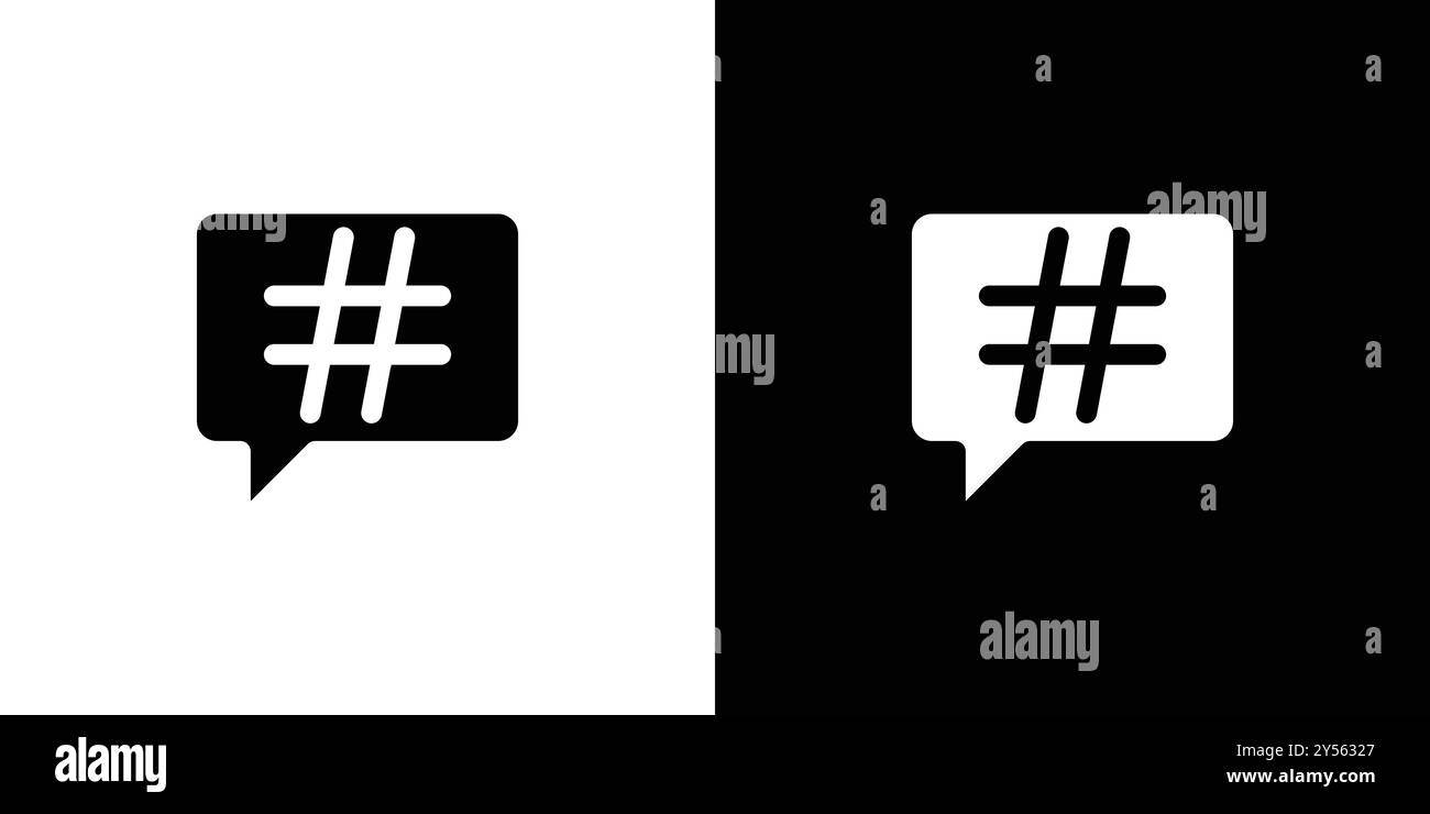 Hastag icon linear logo mark set collection in black and white Stock ...