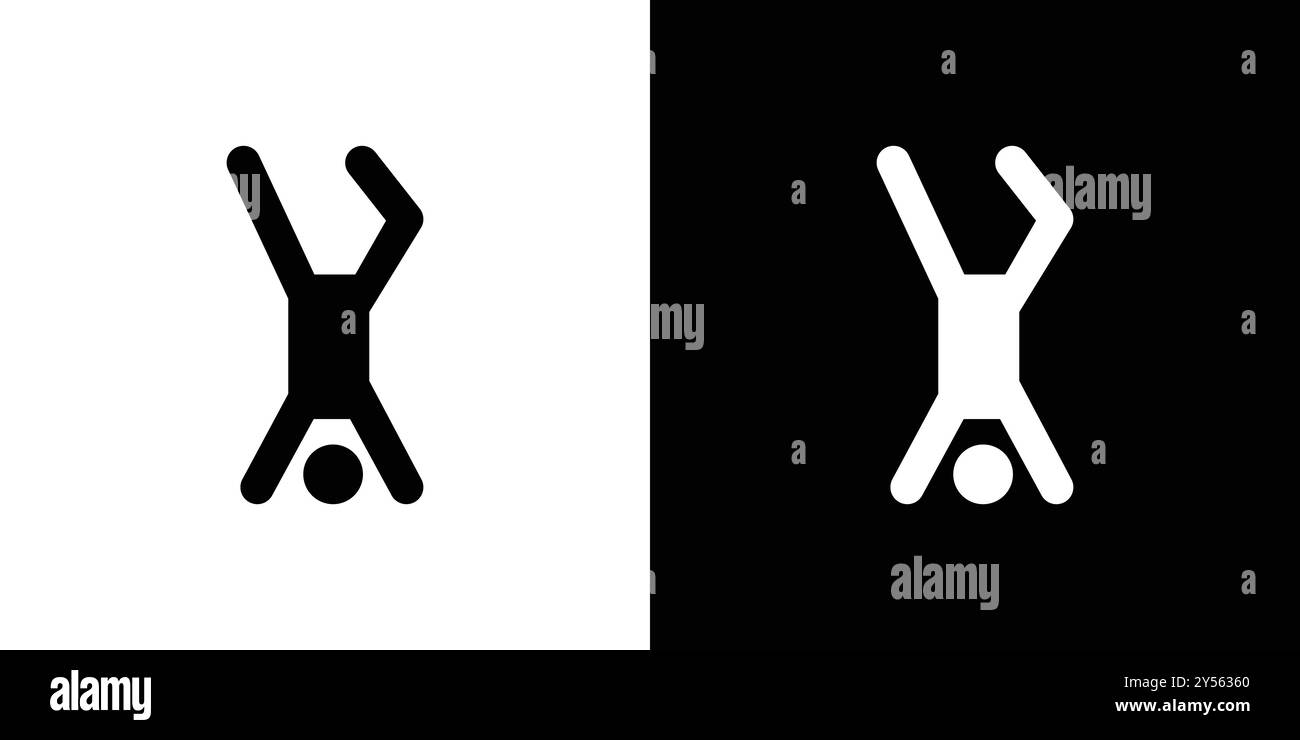 handstand exercise icon linear logo mark set collection in black and ...