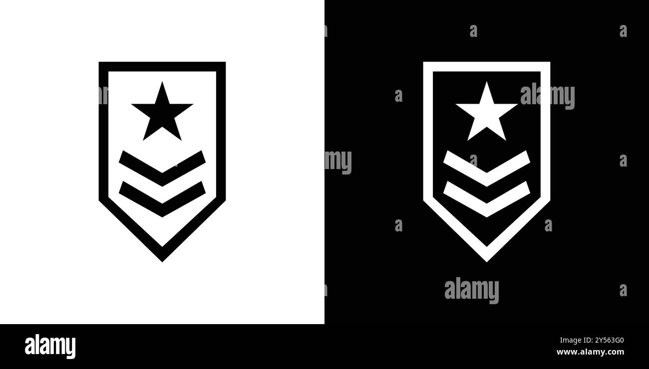 Military Rank icon linear logo mark set collection in black and white ...