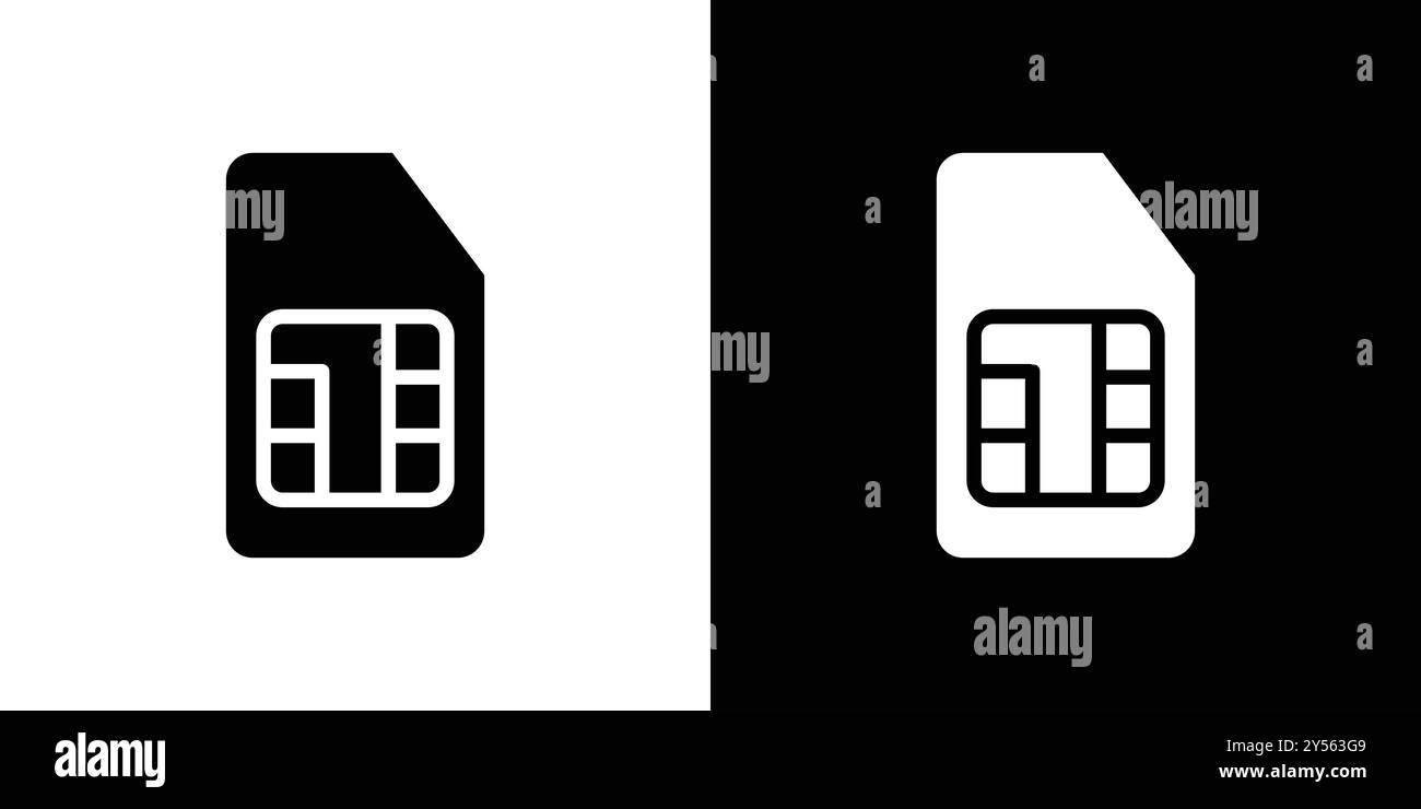 Sim card icon linear logo mark set collection in black and white Stock ...