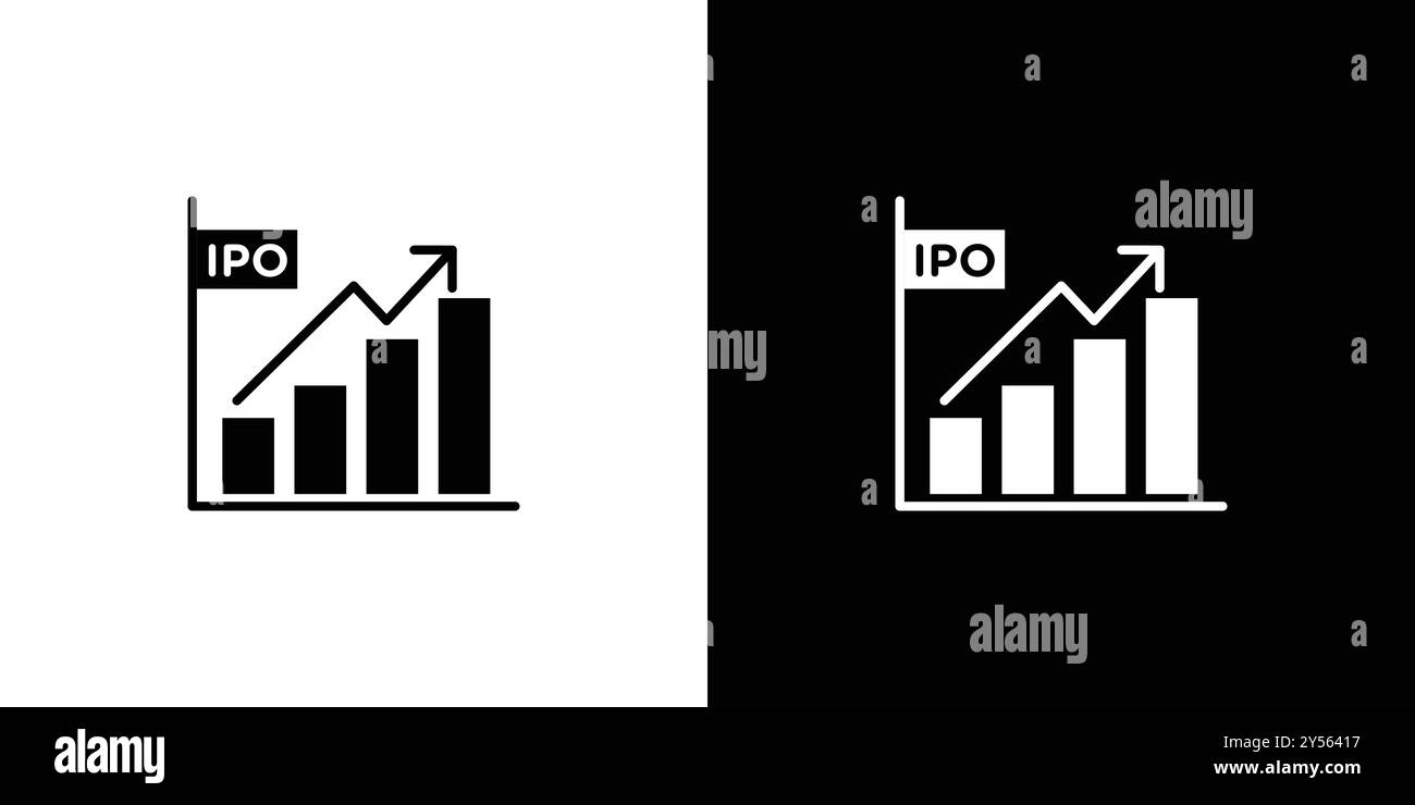 IPO Initial public offering icon linear logo mark set collection in black and white Stock Vector ...