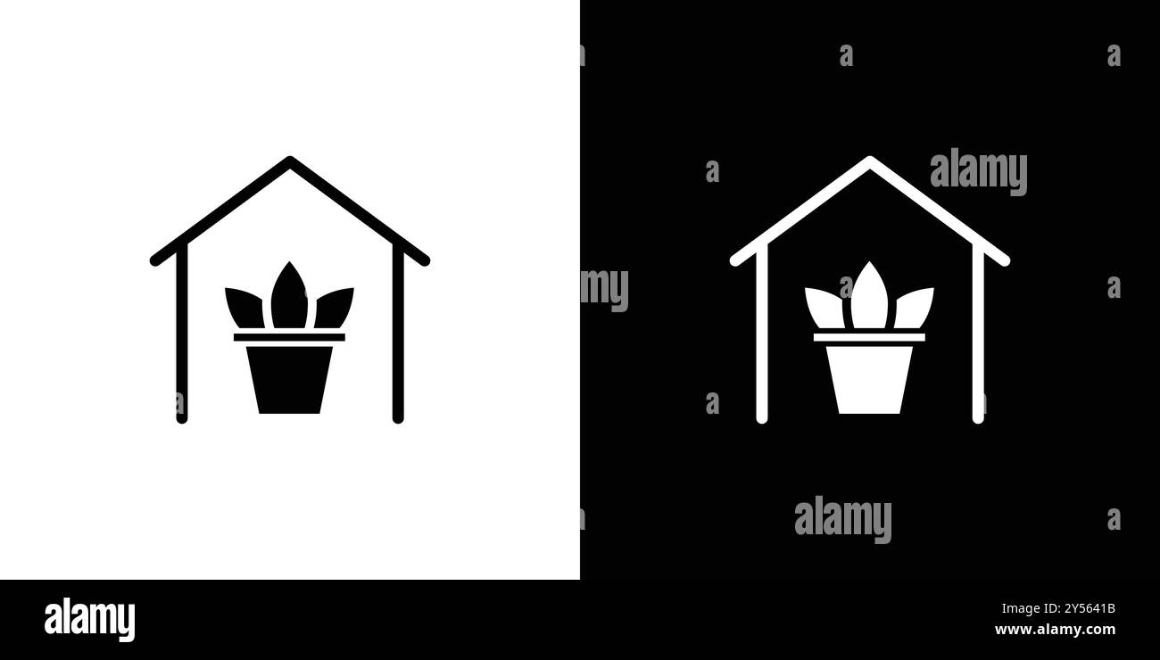 indoor plant inside house icon linear logo mark set collection in black ...
